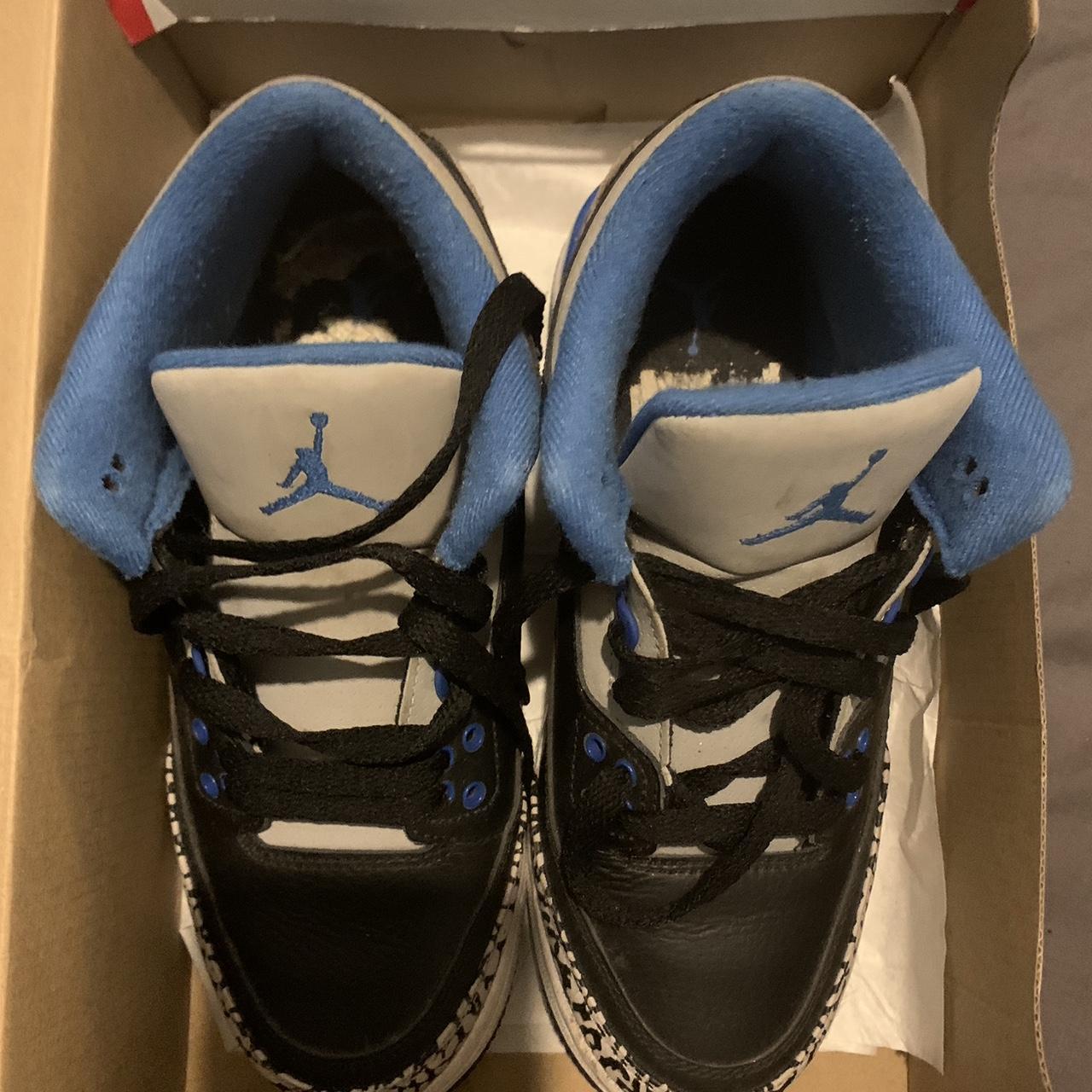 Air Jordan 3 retro blue and black size 5.5 Uk Good... - Depop