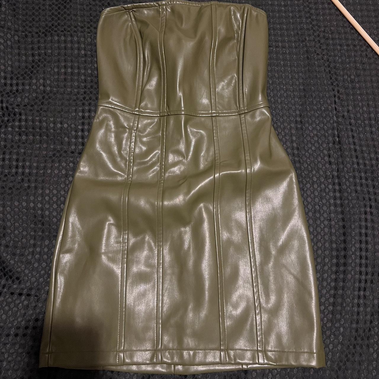 Nasty Gal Pu Bustier Micro Mini Dress Colour Olive Depop