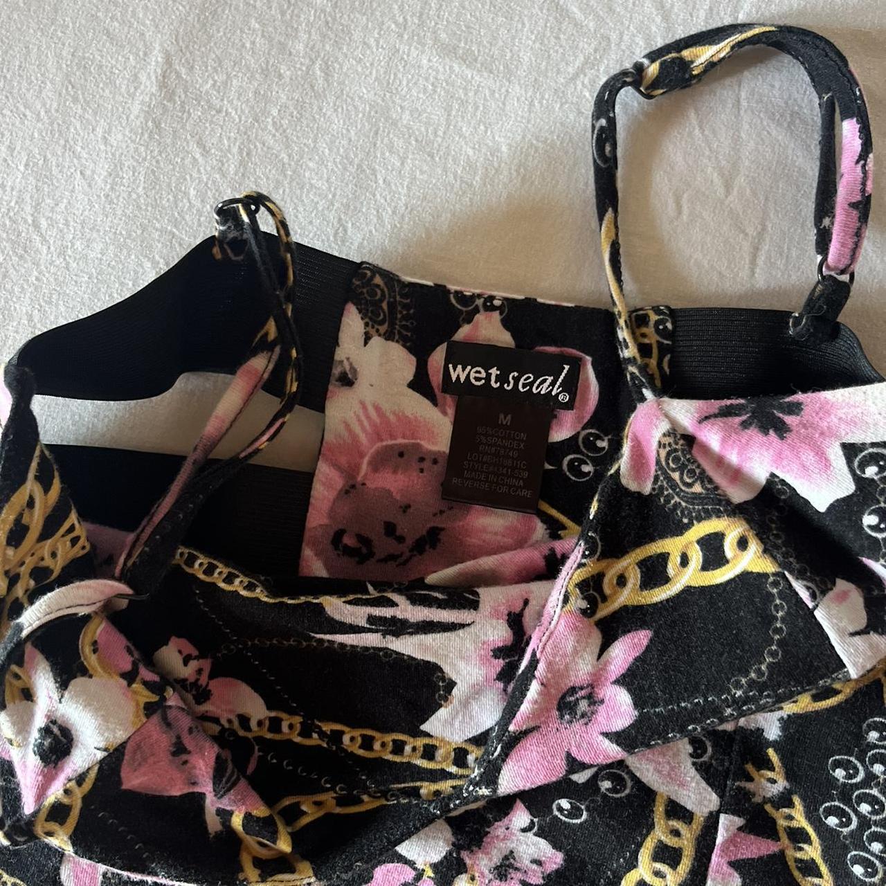 Vintage Wetseal gyaru tank top with pink flowers and... | Depop