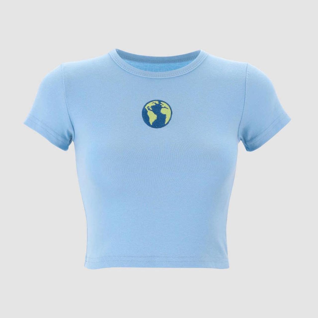 Cider Women's Blue Crop-top | Depop