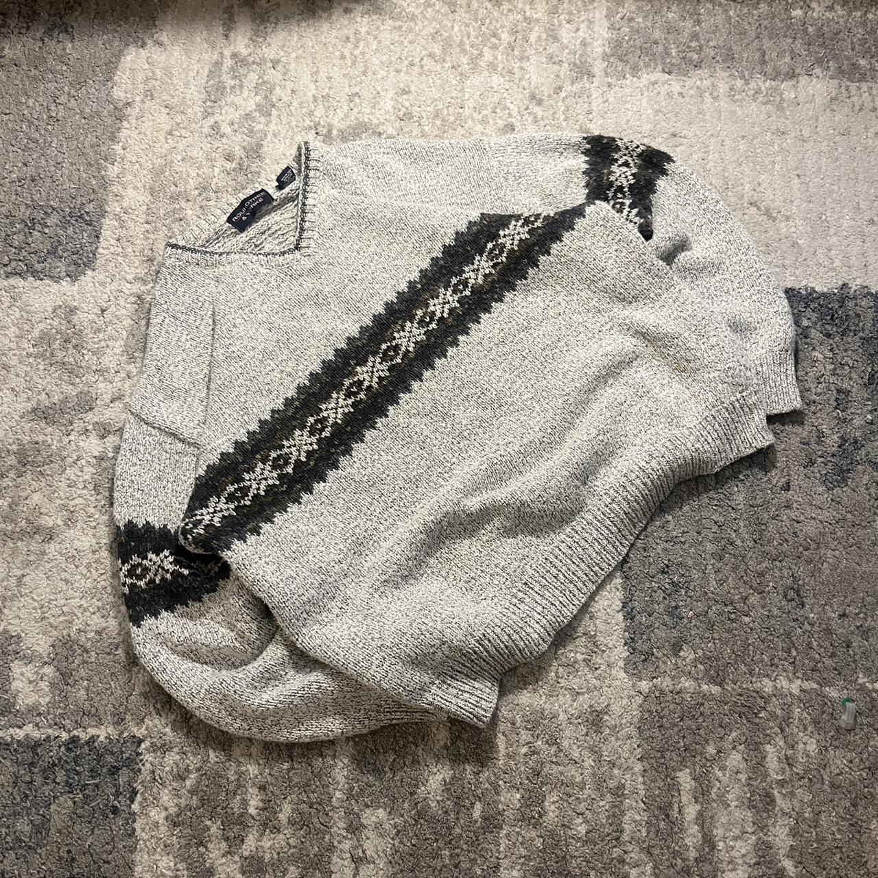 sick grey ‘made in usa’ knit sweater Size L if on... | Depop