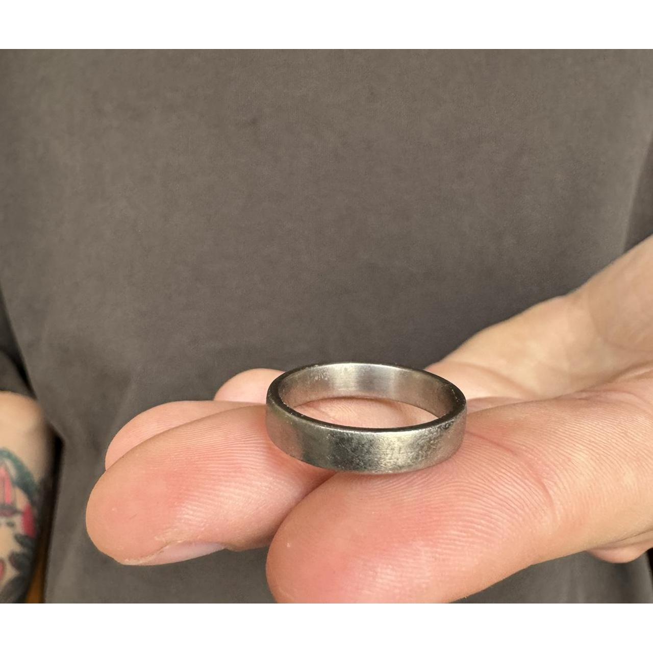 Silver flat men's ring Size - 9 Flat ring for... - Depop