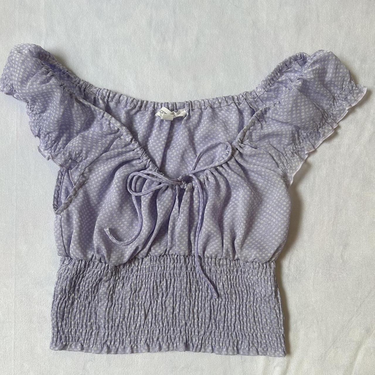 Purple Floral Cottage Core Crop Top Small $4... - Depop