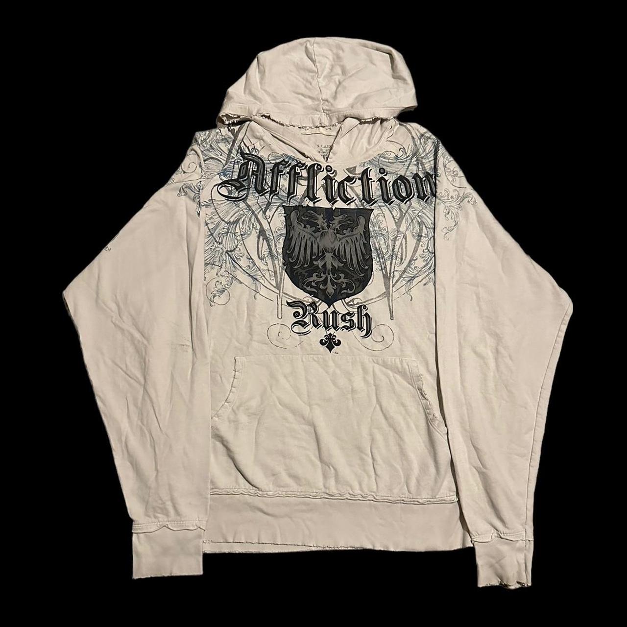 Men's White and Blue Hoodie | Depop