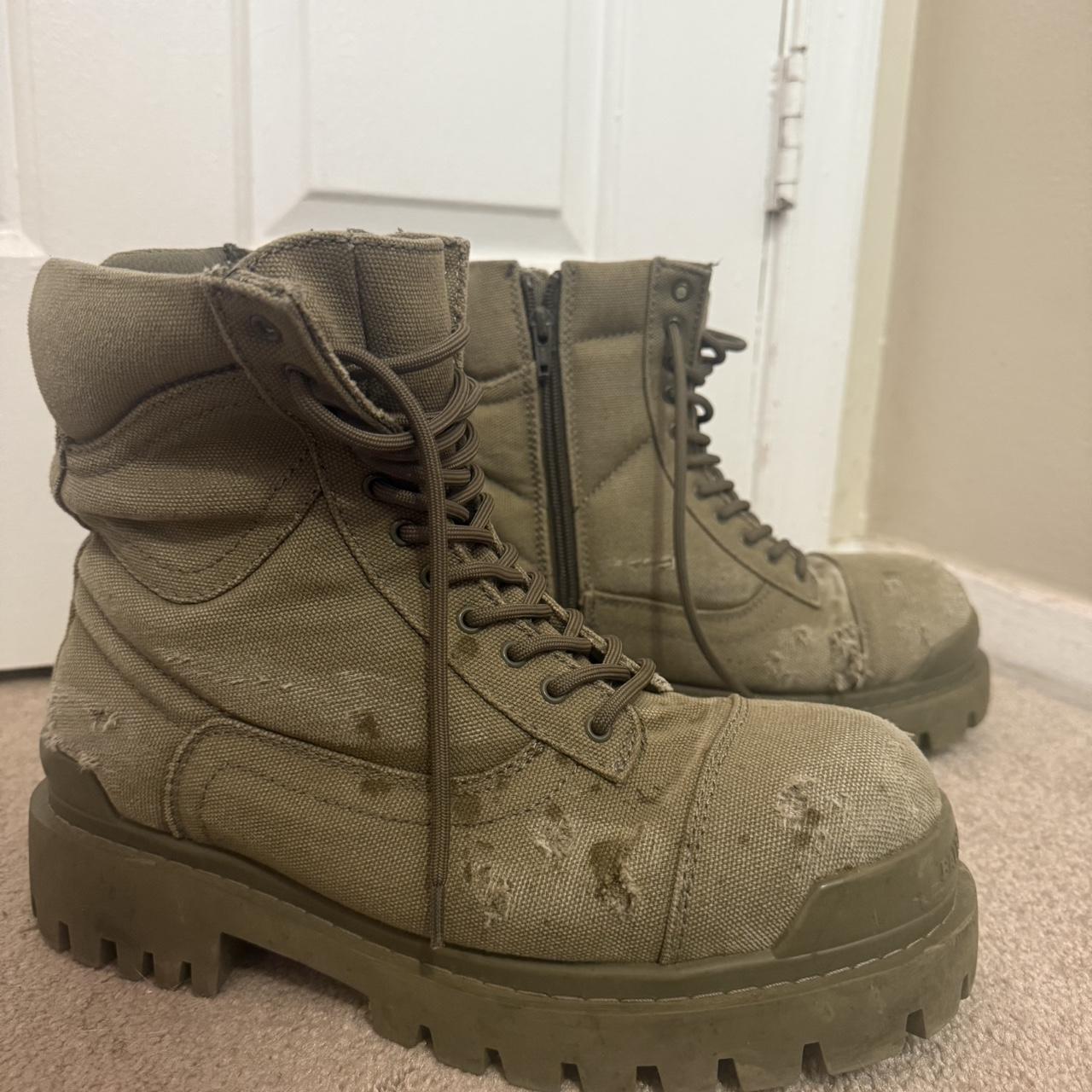 Balenciaga Strike Boots beige combat boots,... | Depop