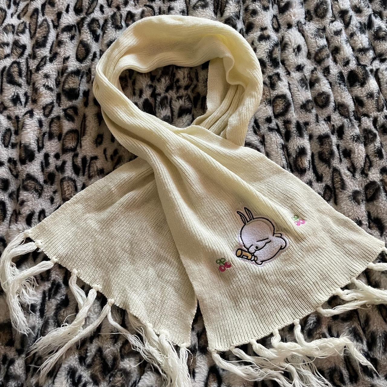 Cream bunny scarf with cherry details #bunny #scarf... | Depop
