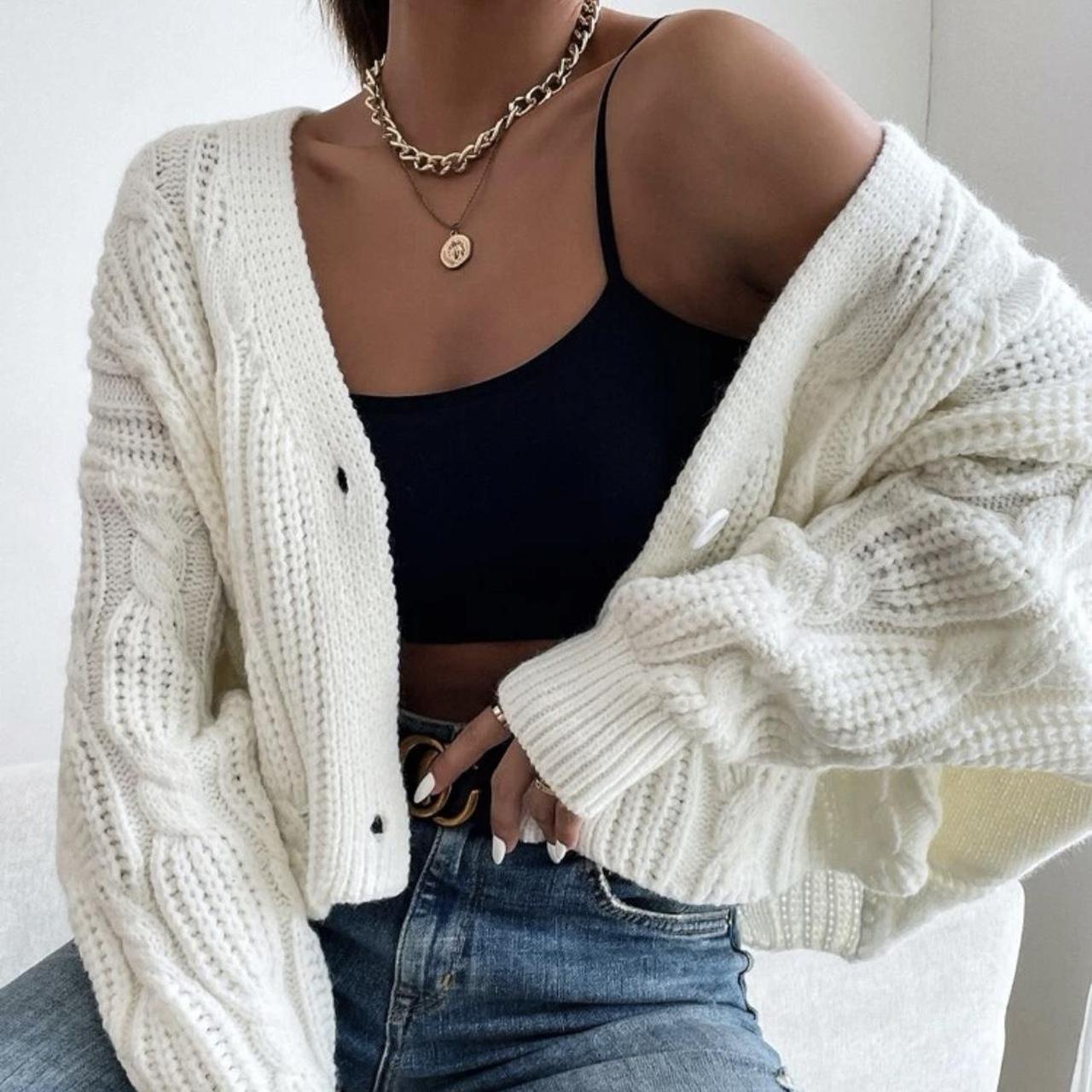 White shein cardigan also never worn and is a size... - Depop