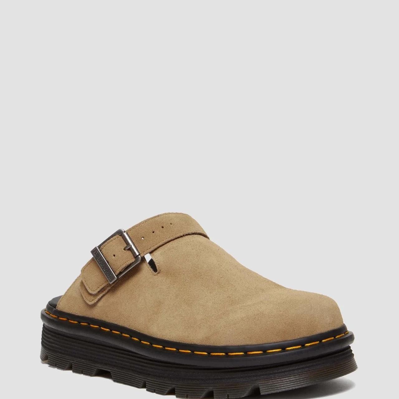 Tan suede leather clog docs with black sole and... | Depop