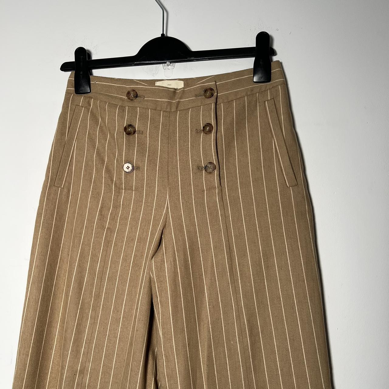 Sezane camel striped suit sailor trousers size 36.... - Depop