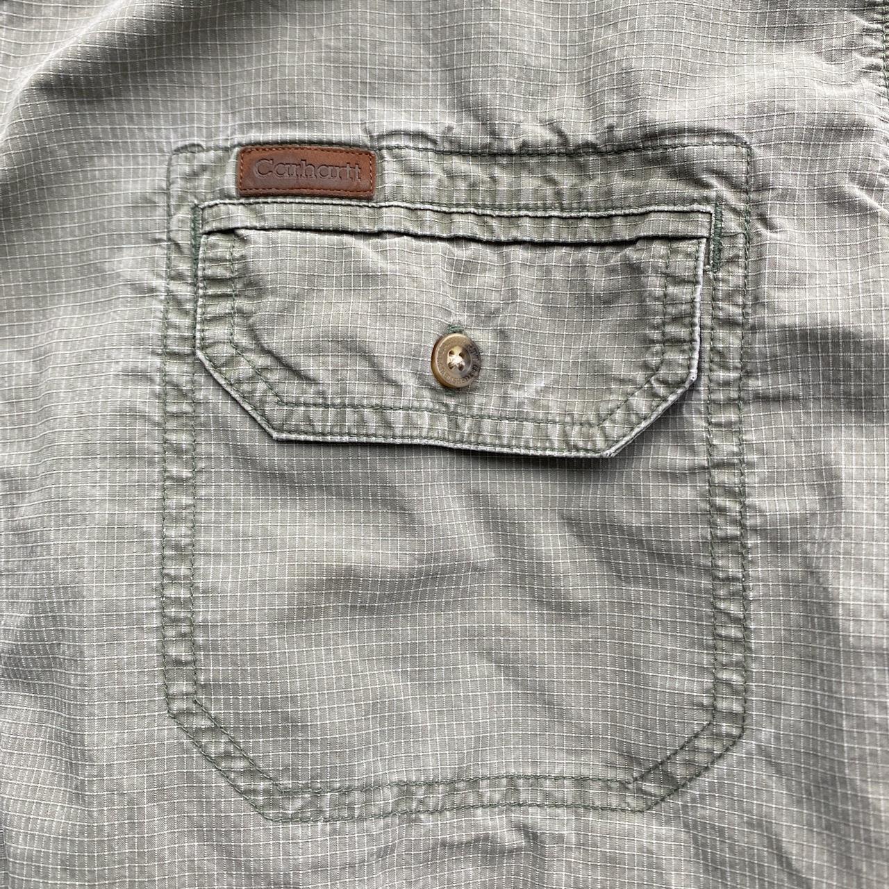 VINTAGE CARHARTT WORK SHIRT w/ Leather Label - Fits... - Depop