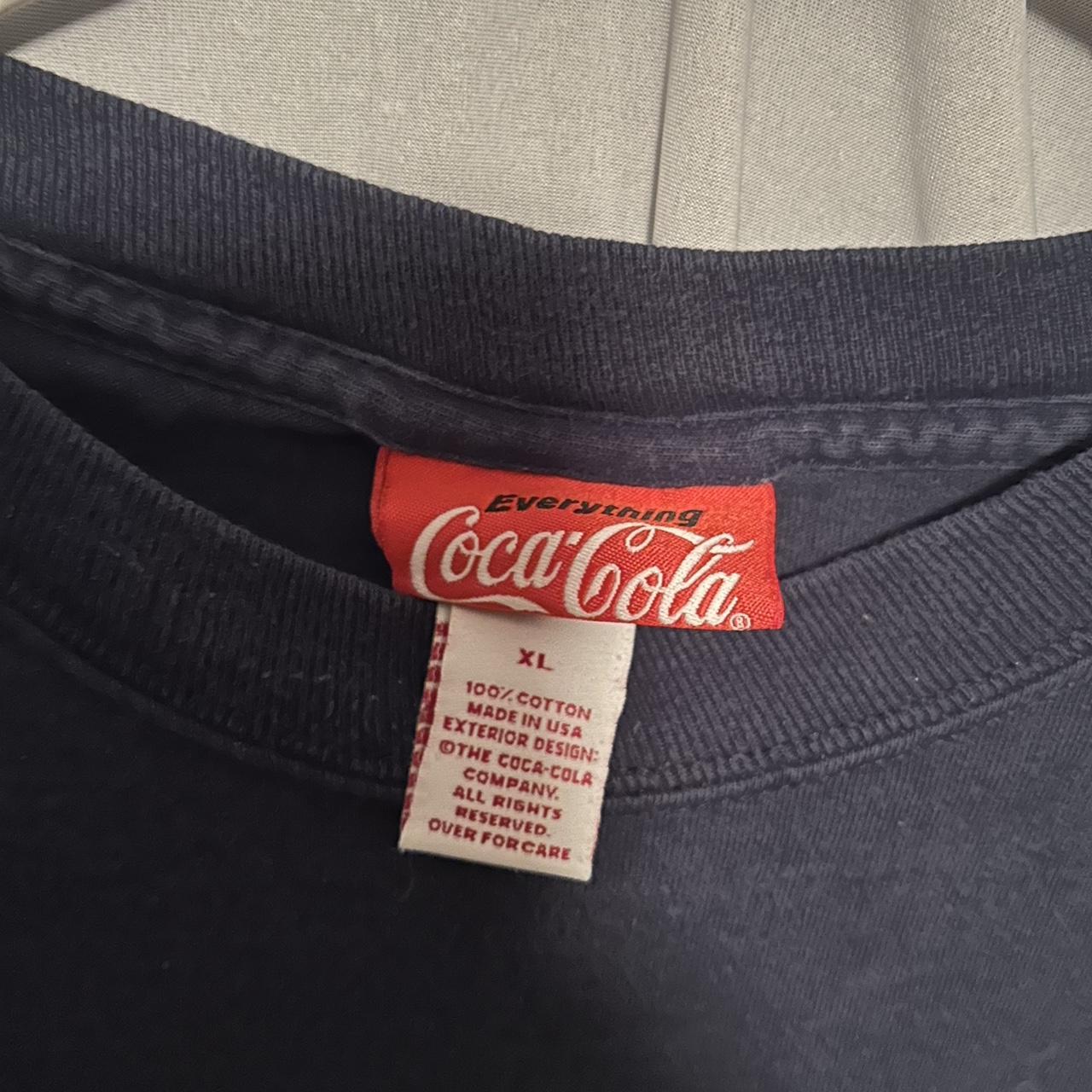 Coca-Cola Men's Navy and White T-shirt | Depop