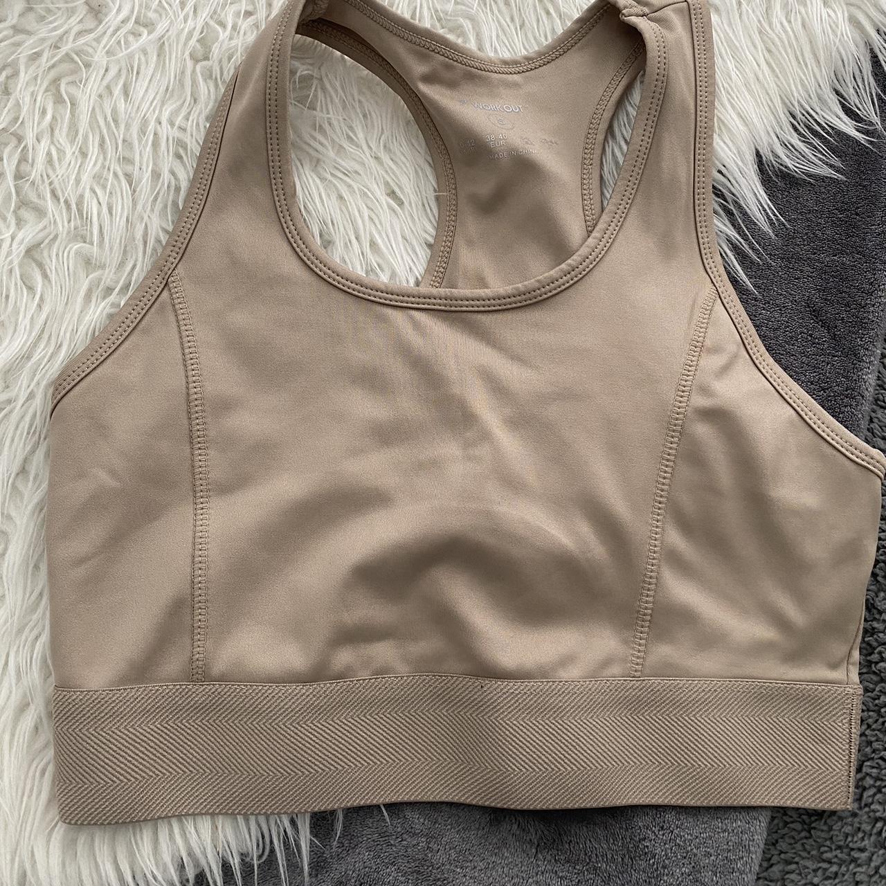 Silky beige sports bra . Never been worn brand new - Depop