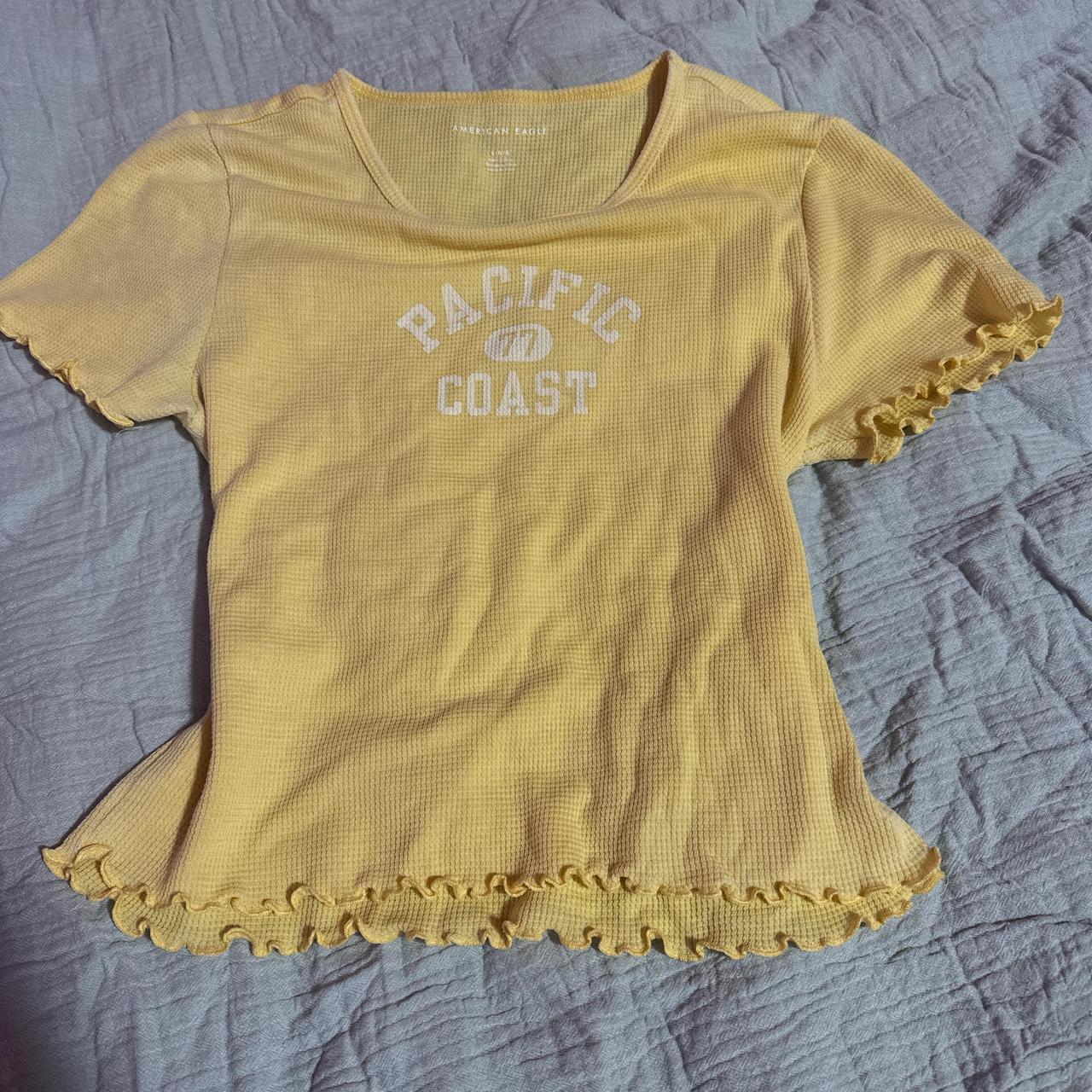 Yellow American Eagle baby tee #yellowtee | Depop