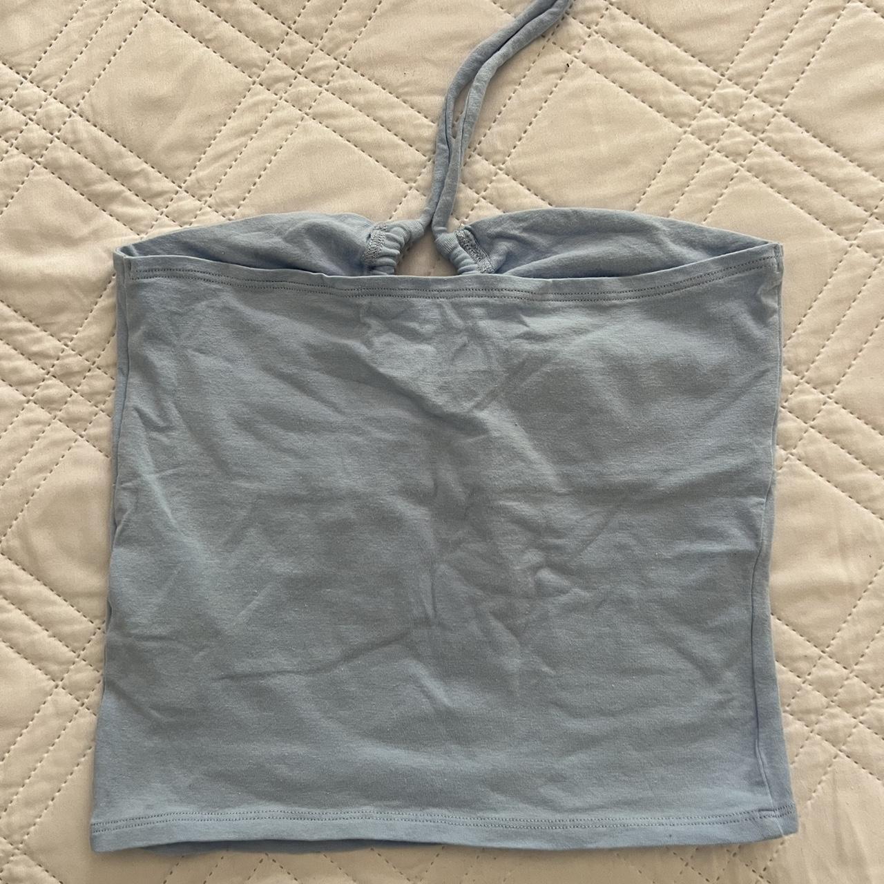 HOLLISTER blue tube top with strings size: small... - Depop