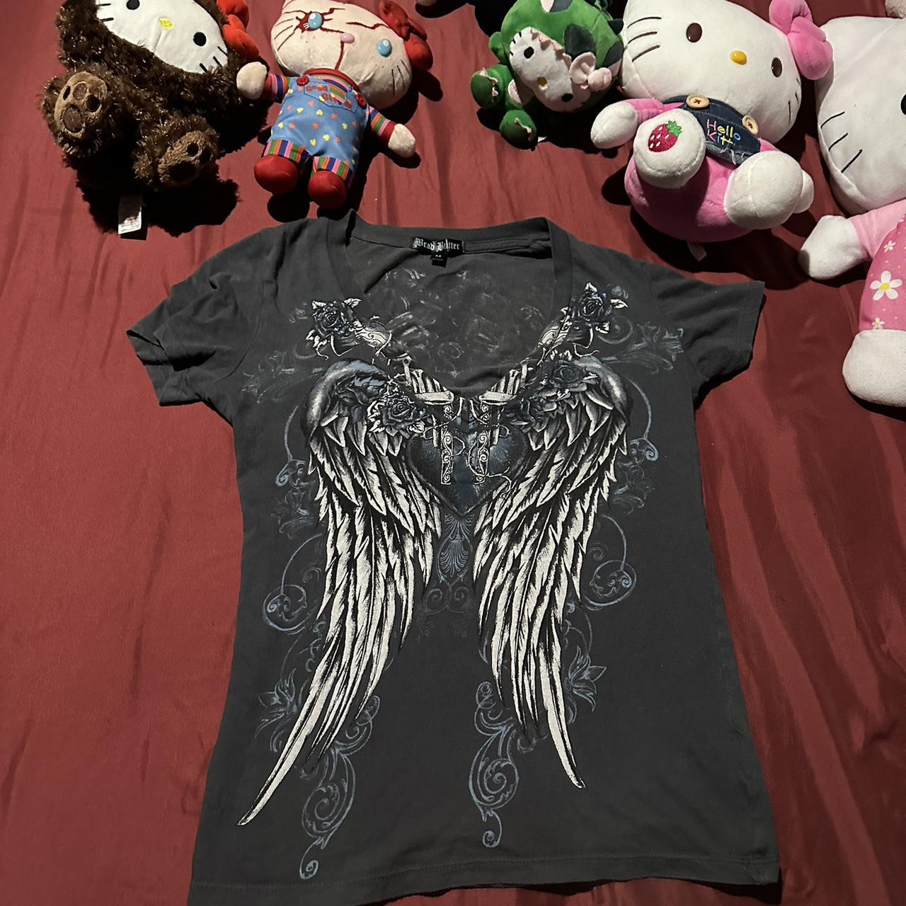 beautiful grey y2k v neck shirt super flattering... - Depop