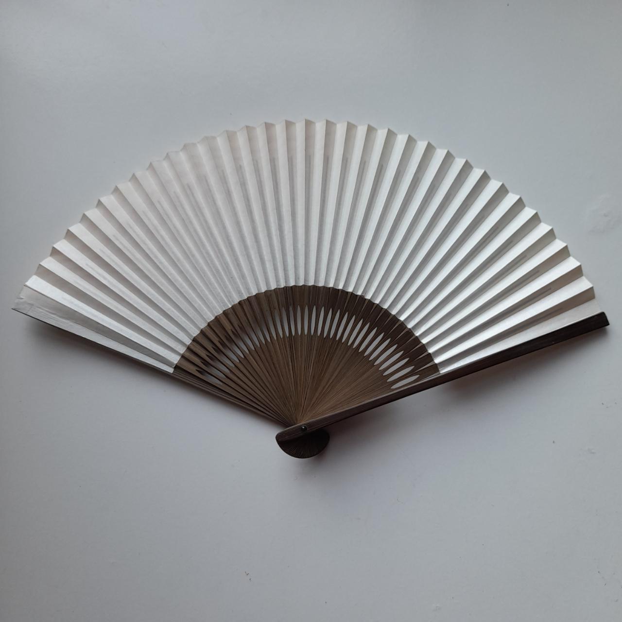 Japanese Style Hand Fan Colour: Brown, White, Peach... - Depop
