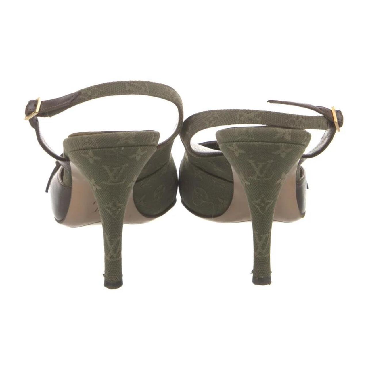 LV VINTAGE HEELS - RARE FIND IT39 4.5” Canvas... - Depop