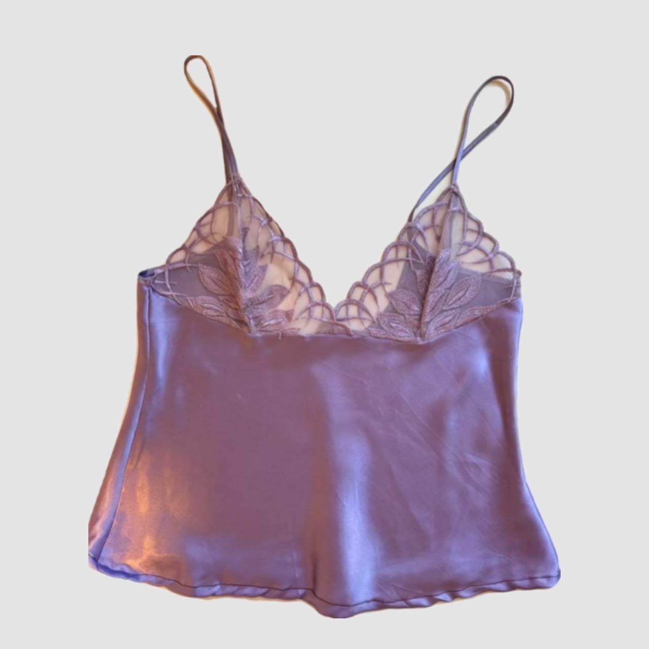 Gorgeous vintage y2k Purple satin cami. Can fit a... - Depop