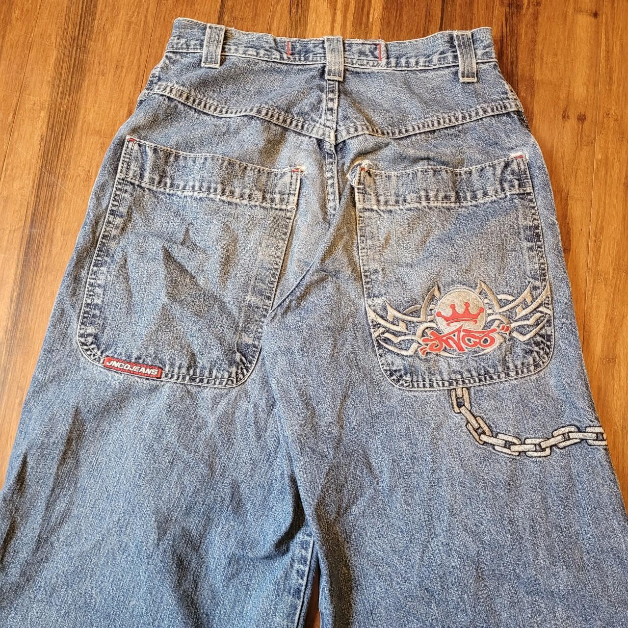 JNCO Men's Black and White Jeans | Depop