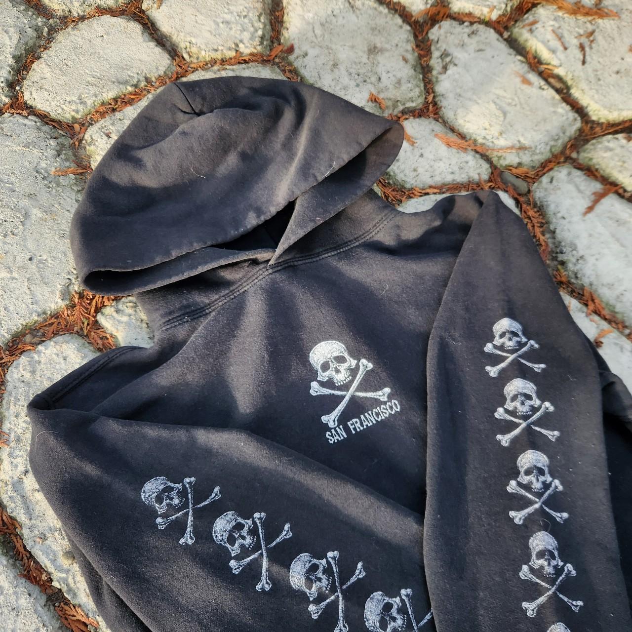 Y2K Skull Hoodie Size S 20.5" pit to pit 24"... - Depop