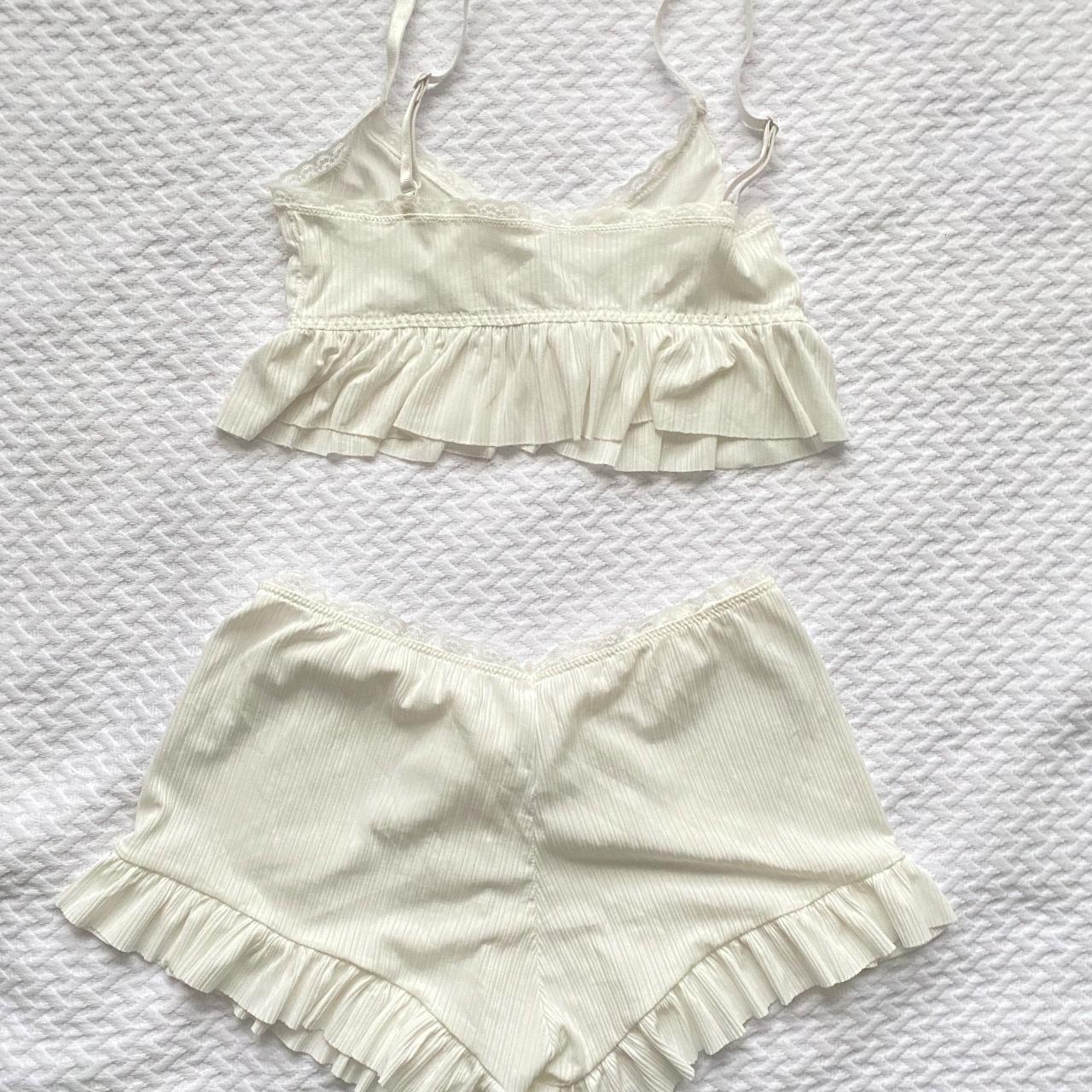 White ruffled pj set ♡ - Depop