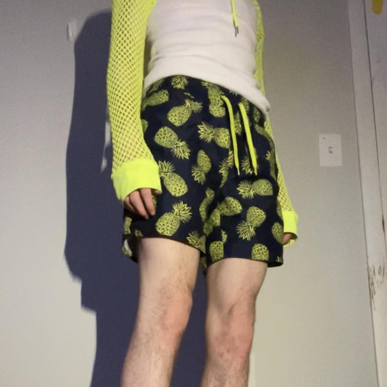 Pineapple Men's Green and Navy Swim-briefs-shorts | Depop