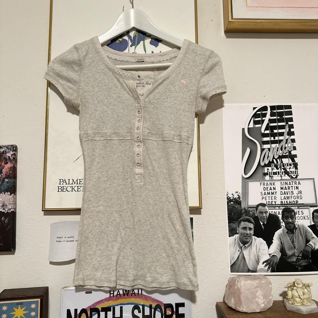 Vintage Abercrombie & Fitch Light Grey baby pink... - Depop