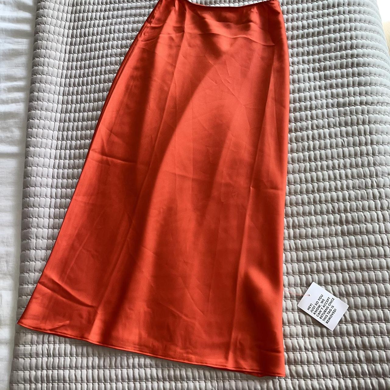 Asos Design Satin Bias Midi Skirt In Orange •size Depop