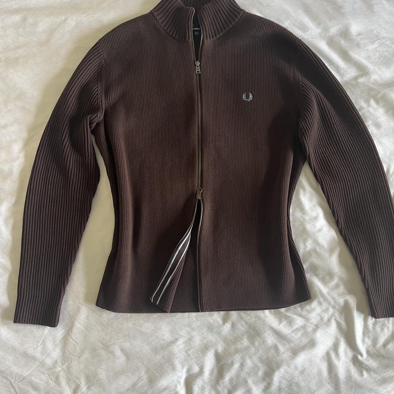 Fred Perry brown zip up double zipper - Depop