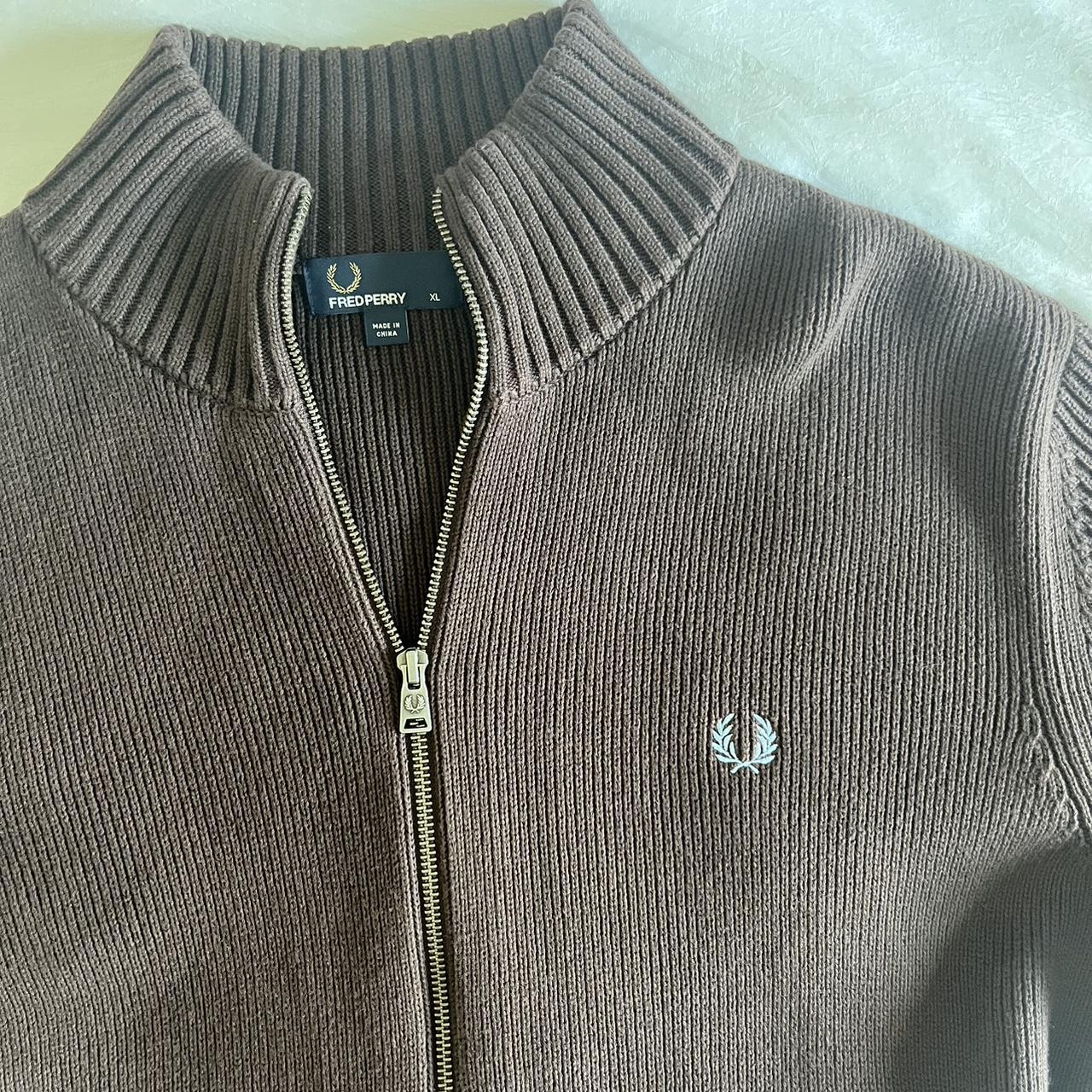 Fred Perry brown zip up double zipper - Depop