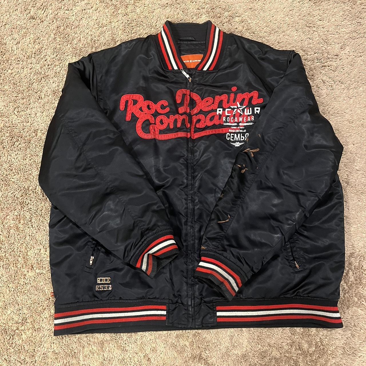 Vintage Rocawear jacket with stains on sleeve(have... - Depop