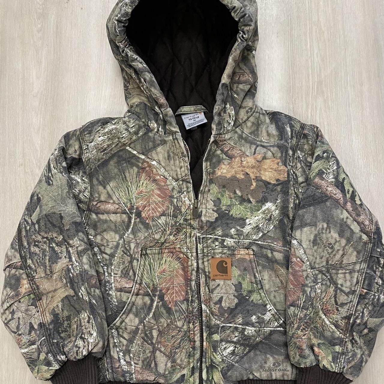 Carhartt Mossy Oak Hooded Camo Jacket Quilt Lining... - Depop
