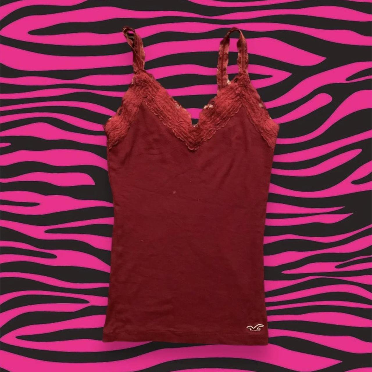 Hollister Red Lace Cami Size Small Could Fit Up To Depop