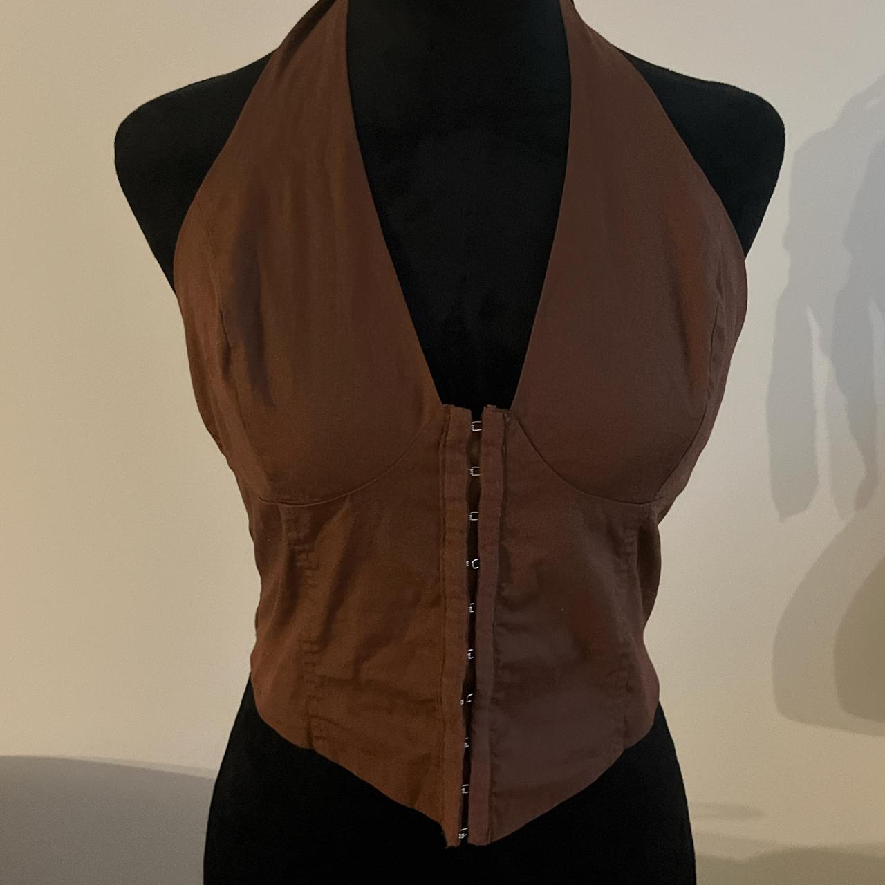 brown corset halter top super flattering size M... - Depop