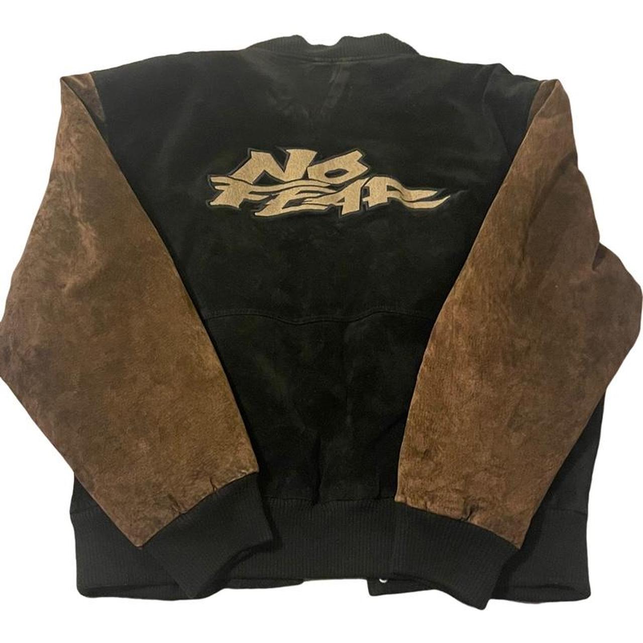 Vintage No Fear Varsity Jacket L | Color: Black 7... - Depop