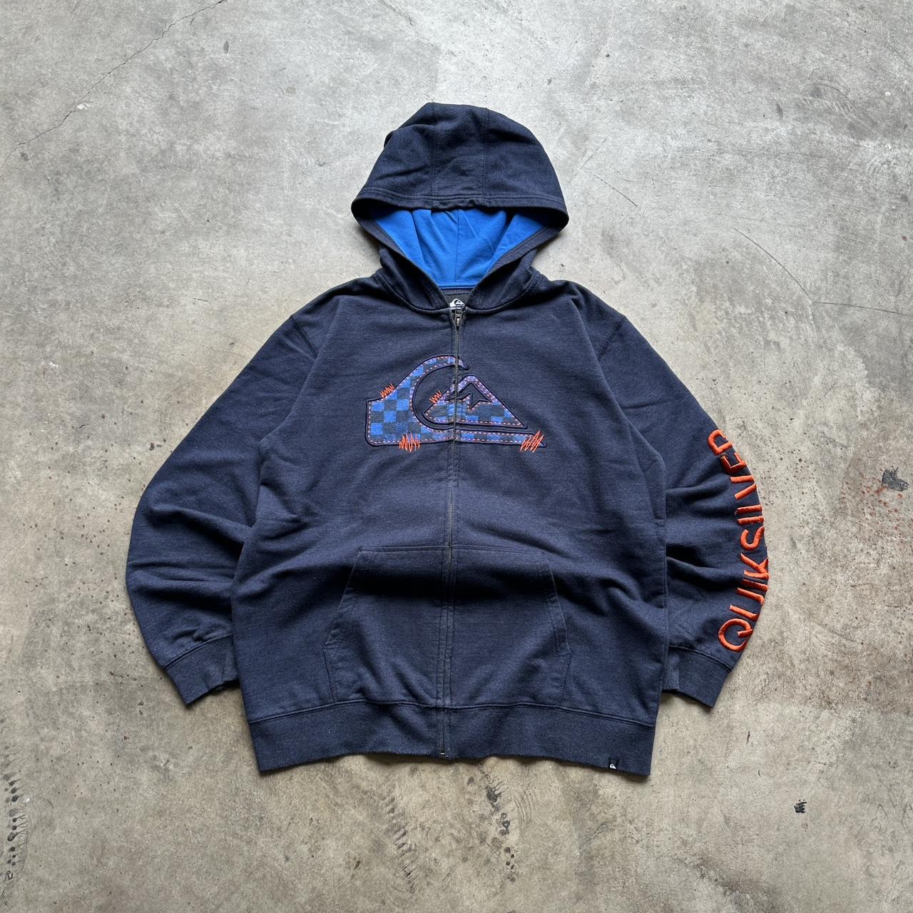 Y2K Quiksilver Embroidered Zip Up Hoodie -Size... | Depop
