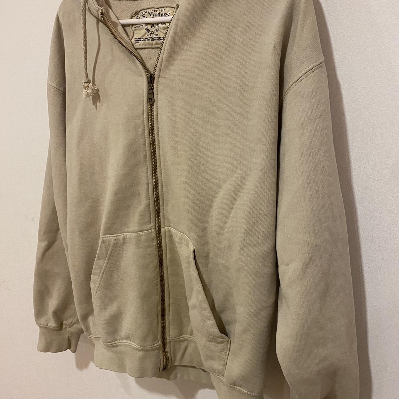U.S. Vintage cream colored zip-up hoodie •SIZE Men’s... - Depop
