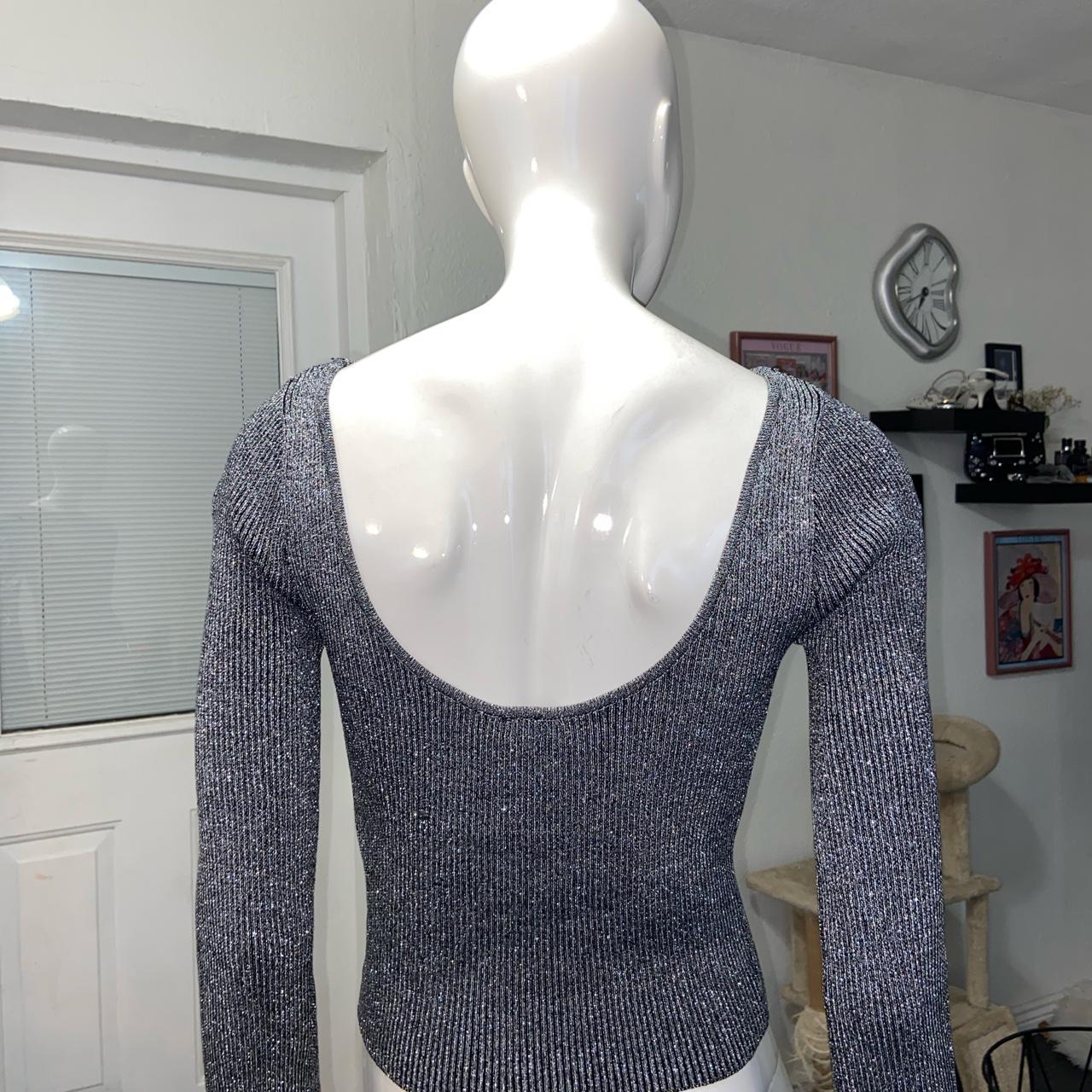 Black/silver reflective low back top #streetwear... - Depop