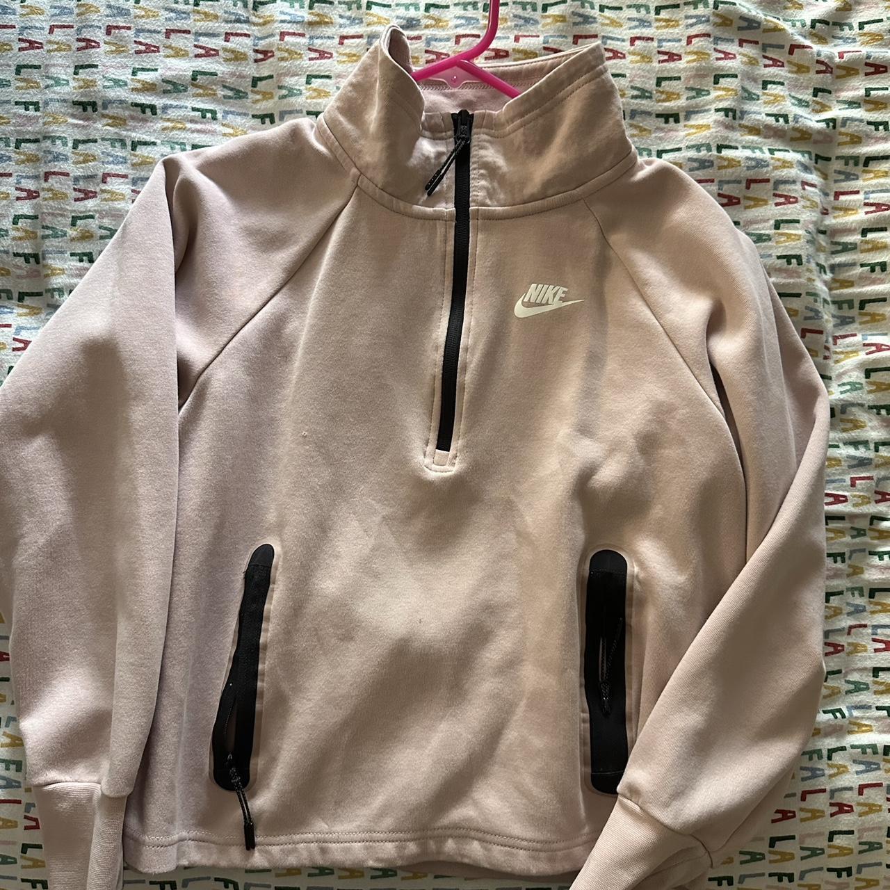 Nike women’s tech fleece 1/4 zip XS Soft pink color... - Depop