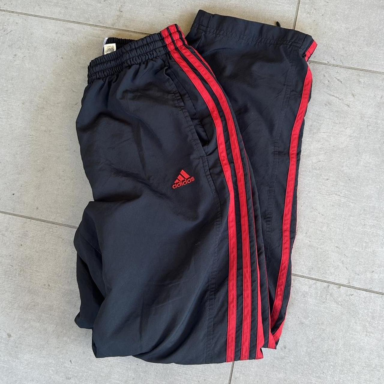 Black and red addidas track pants Kids size L or... - Depop
