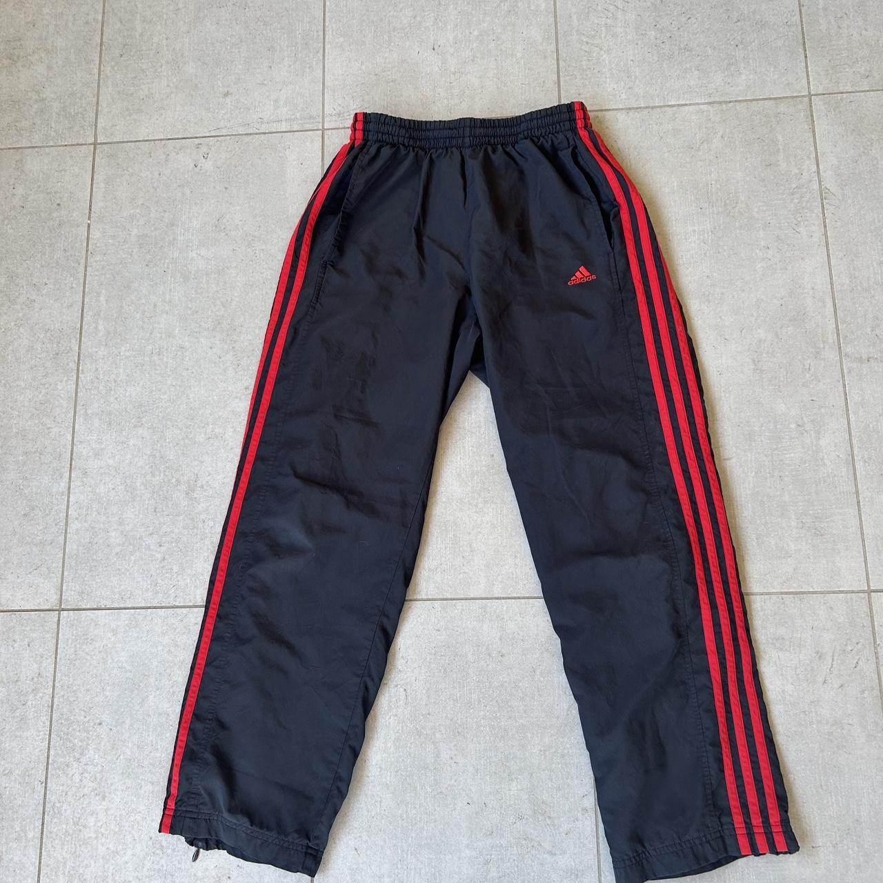 Black and red addidas track pants Kids size L or... - Depop