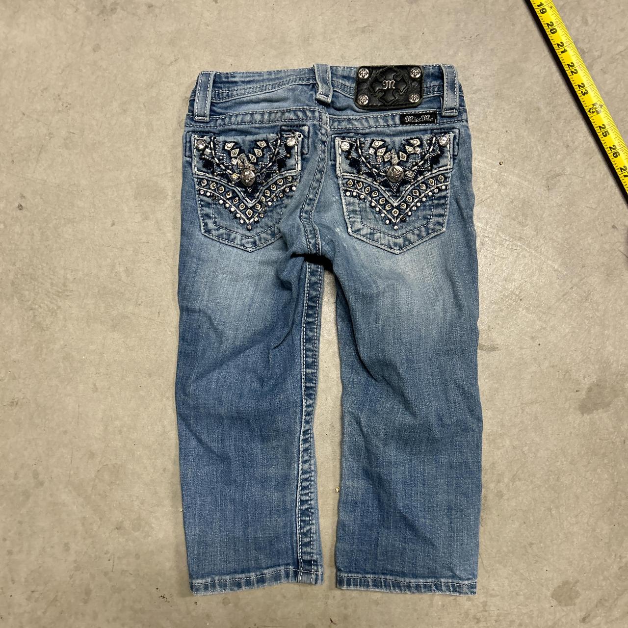 Miss Me blue embellished capris jeans Size 10 (21”... | Depop