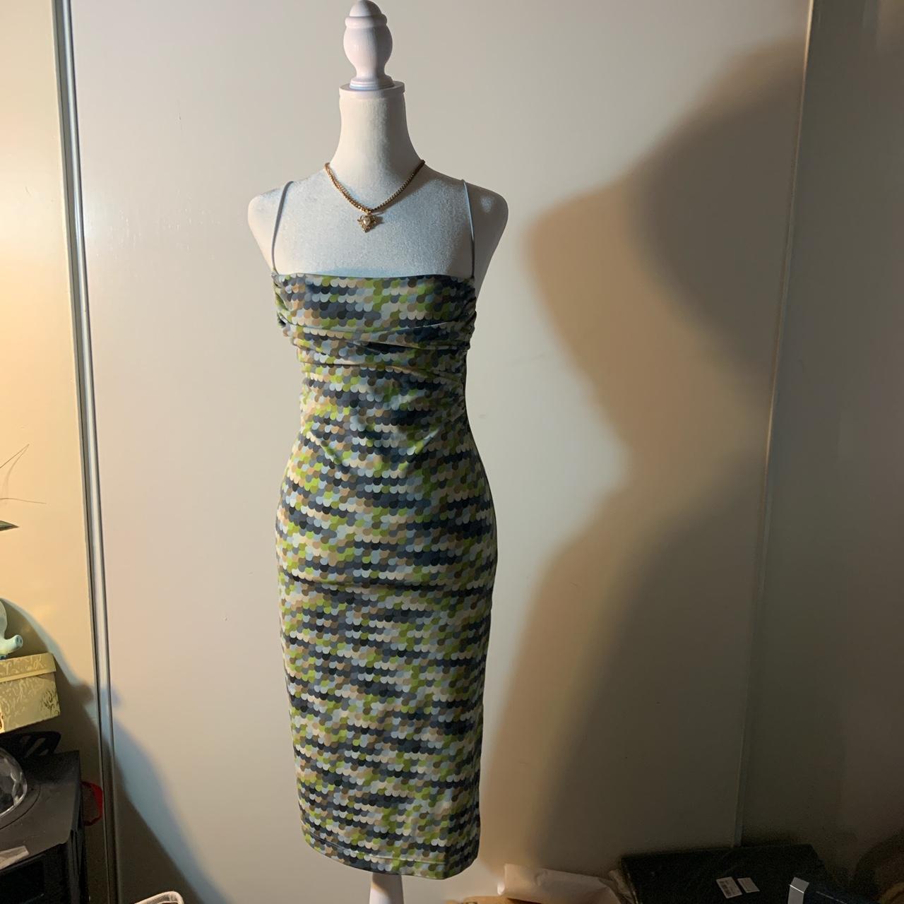 BCBG SNUG DRESS WITH MULTI COLOR MERMAID-LIKE... - Depop