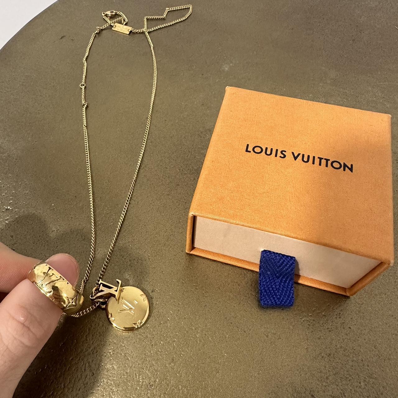 Louis Vuitton monogram gold pendant necklace Bought... - Depop