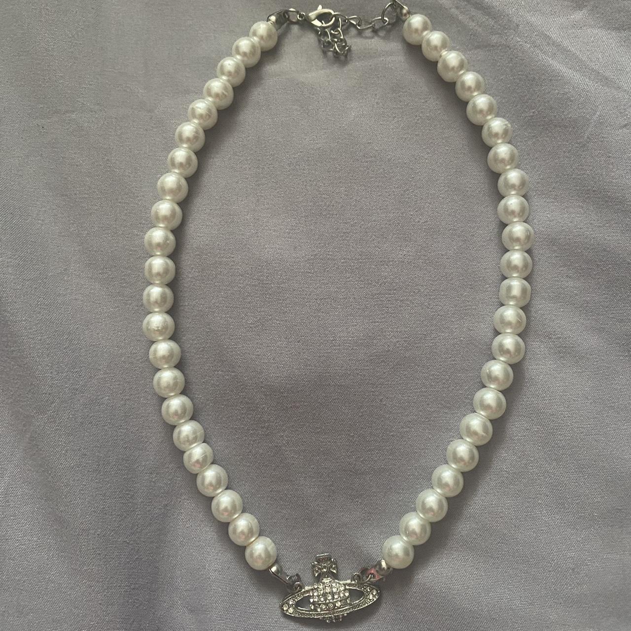 White pearl spaceship necklace pearlnecklace