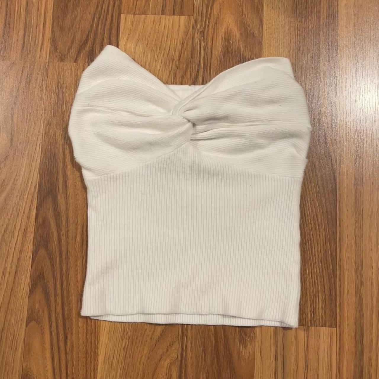 small crop top white tube top perfect for summer or... - Depop