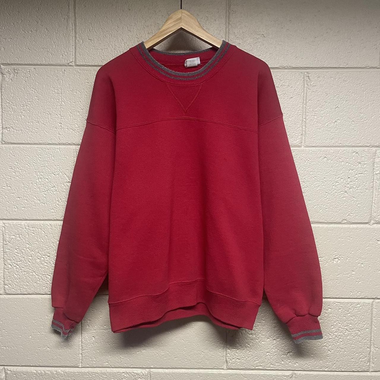 90s Sturdy Sweats Red Blank Crewneck • Size: Extra... - Depop