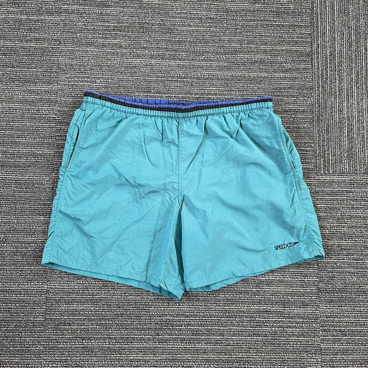 90s Aqua Blue Speedo Swimshorts • Size: See... - Depop