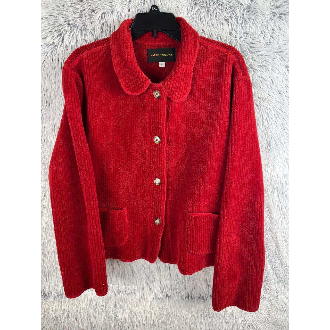 Harris Wallace Jacker Woman Large Red Button Down... - Depop