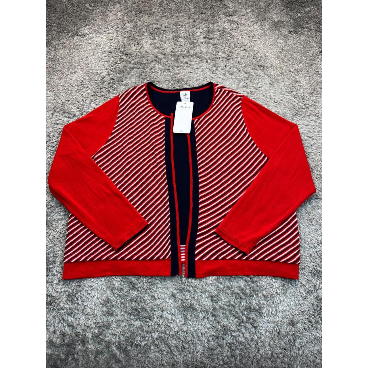Cabi Sweater Womans XXL Red Candy Cane Striped... - Depop